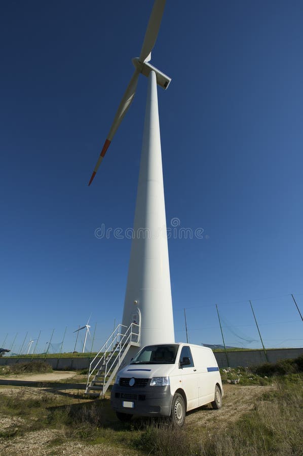 Wind Turbine Maintenance Car Stock Photo - Image of agriculture ...