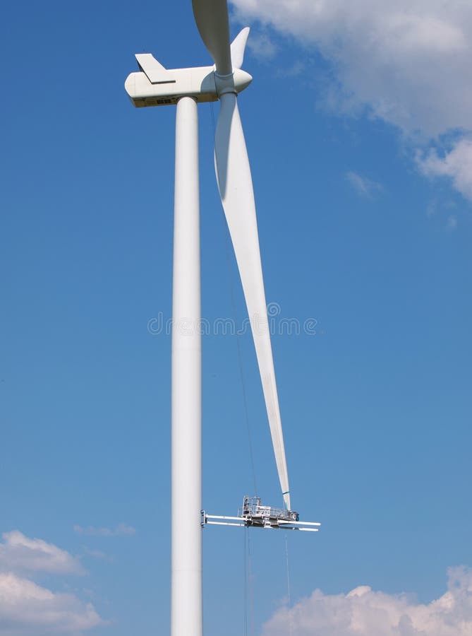Wind Turbine with Maintenance Platform Stock Photo - Image of clean ...