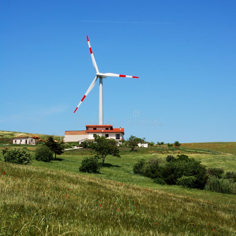 Wind Turbine and Modern House Stock Image - Image of electricity ...