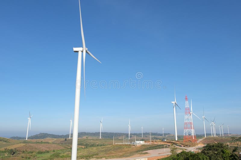 Wind Turbine on Mountain in Thailand Stock Image - Image of power ...
