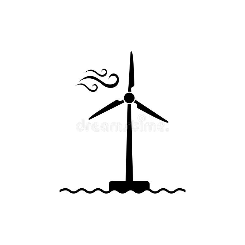 Wind Turbine Offshore Icon on White Background Stock Illustration ... Wind Turbine Offshore Icon on White Background Stock Illustration ...