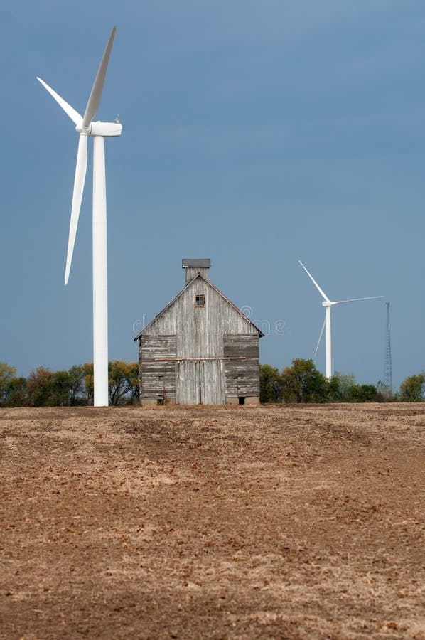 Wind turbine and old barn stock image. Image of rural - 17140103