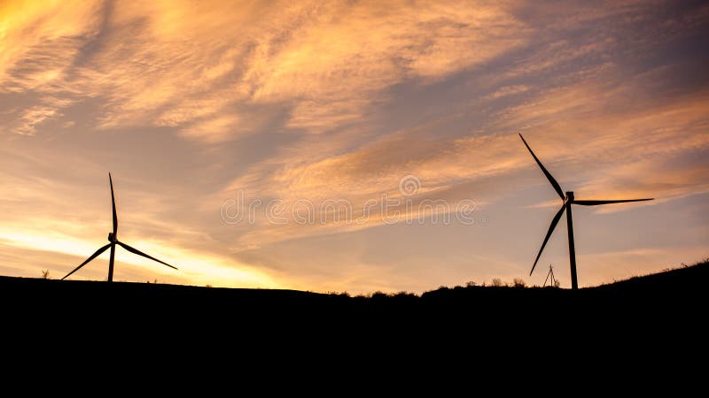 Wind Turbine Power Generator Farm at Sunset, Georgia Stock Image ...