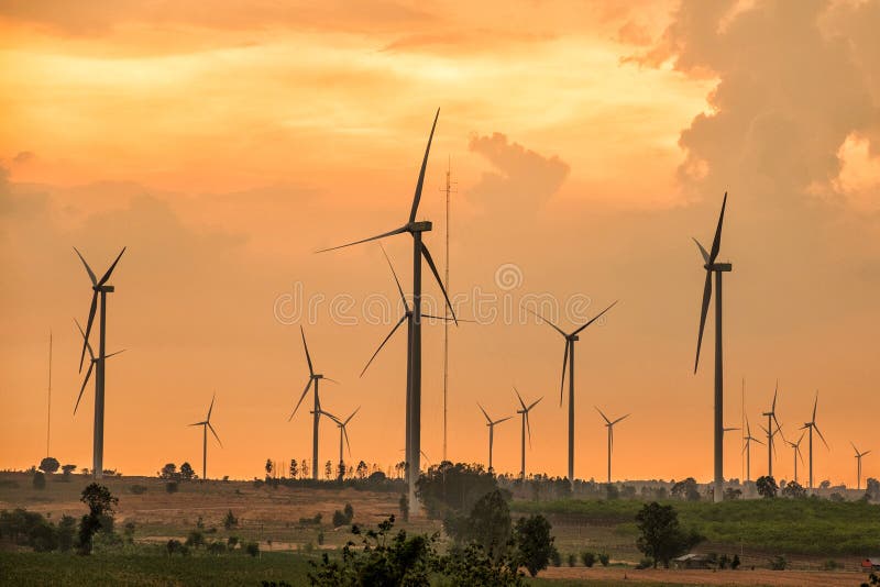 Wind Turbine Power at Sunset Stock Photo - Image of power, industry ...