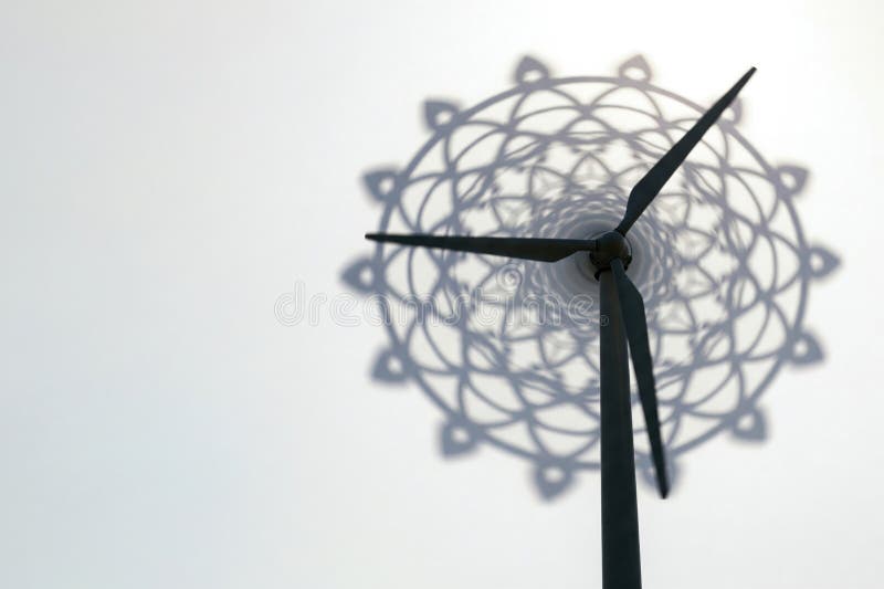 Wind Turbine and Shadow with Mandala Pattern on the Background. Space ...
