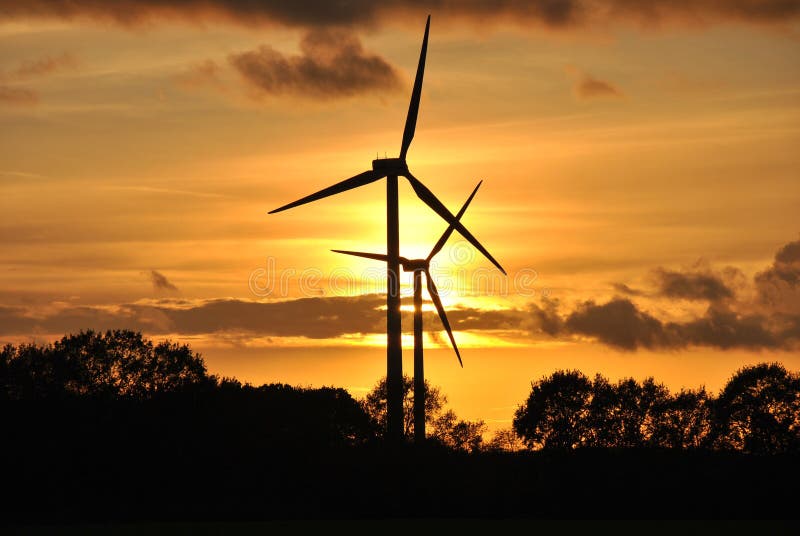 Wind Turbine, Sky, Energy, Wind Farm Stock Image - Image of dawn ...