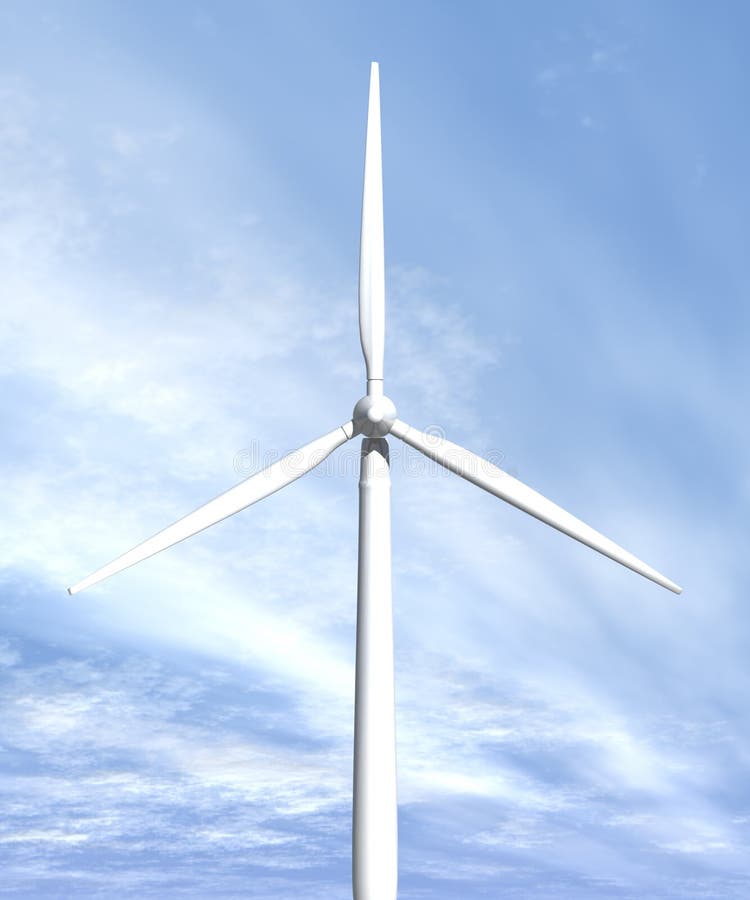 Wind Turbine in Sky Front View Stock Illustration - Illustration of ...