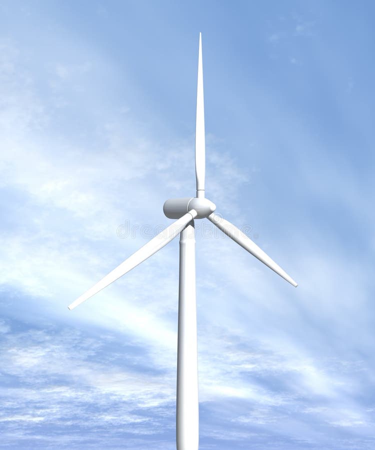 Wind Turbine in Sky Side View Stock Illustration - Illustration of ...