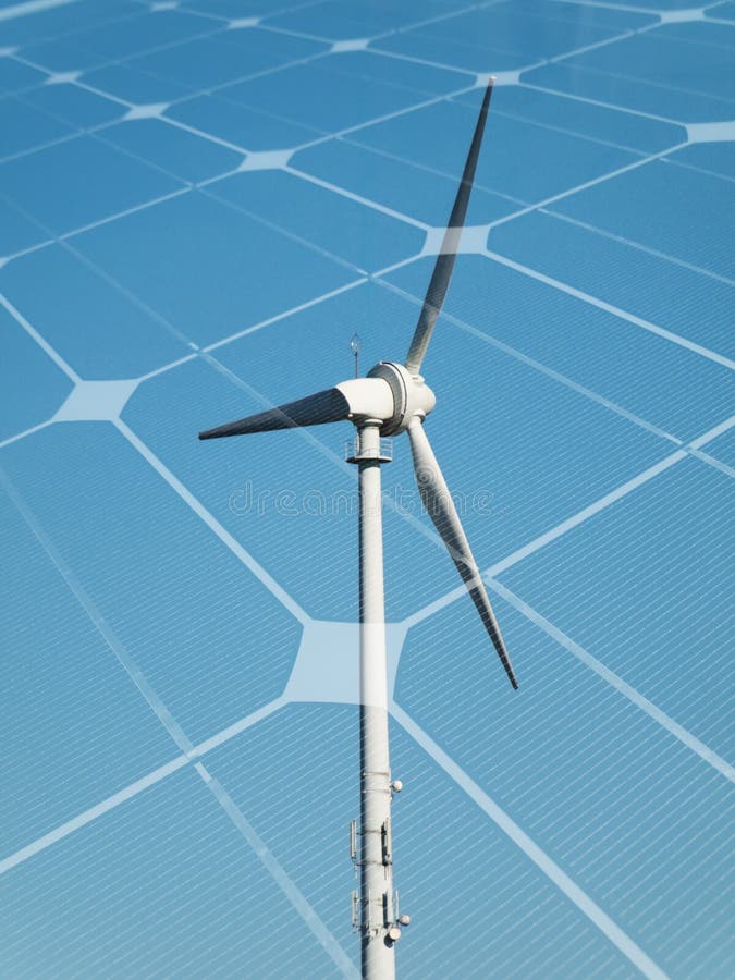 Wind Turbine and Solar Panel Stock Image - Image of array, electric ...