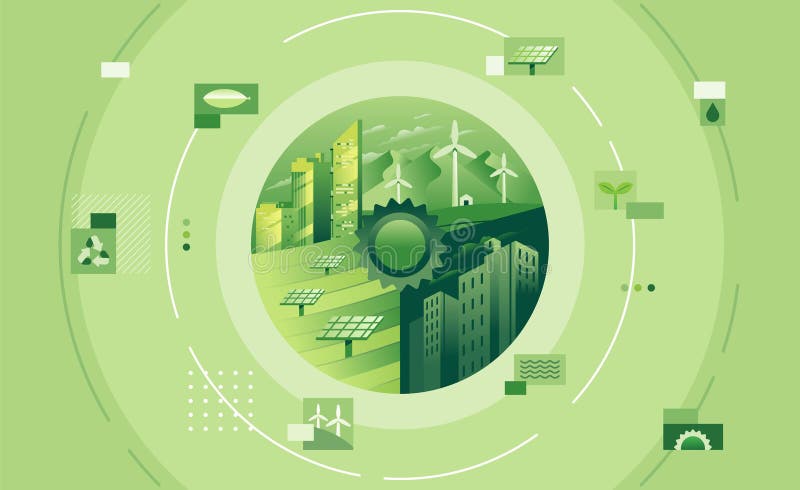 Wind Turbine and Solar Panel in Green Eco City Environment Alternative ...