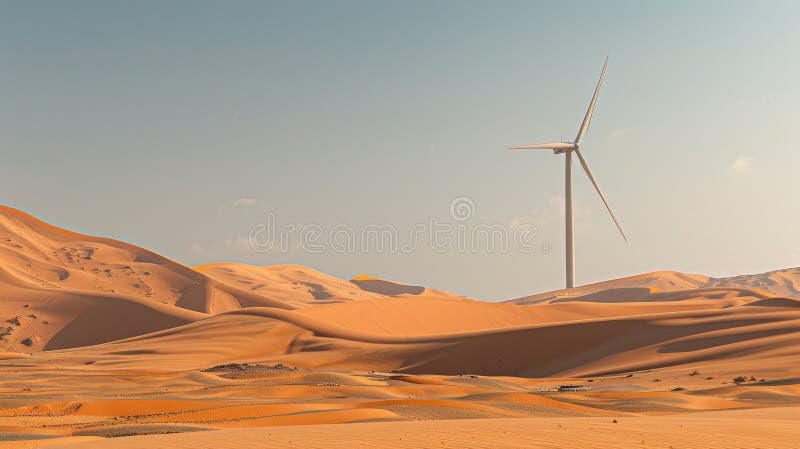 A Wind Turbine is Standing in the Desert Stock Photo - Image of ...