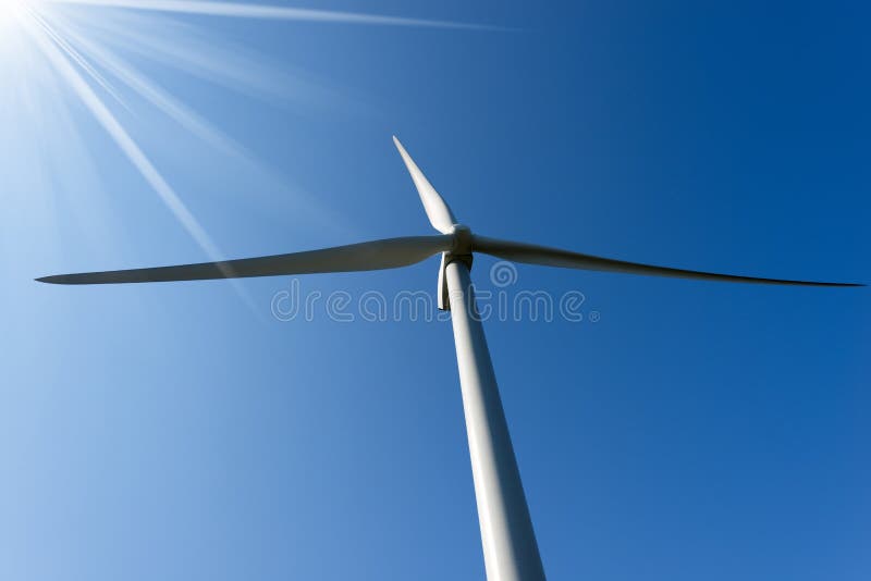 Wind Turbine with Sun Rays stock image. Image of electric - 77662217