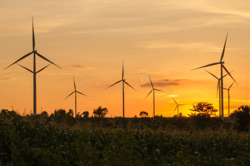 Wind turbine at sunset stock image. Image of beautiful - 47977557