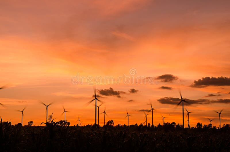 Wind turbine at sunset stock image. Image of generation - 47977575