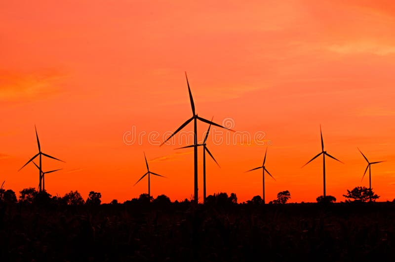 Wind turbine at sunset stock photo. Image of mill, environment - 47977578