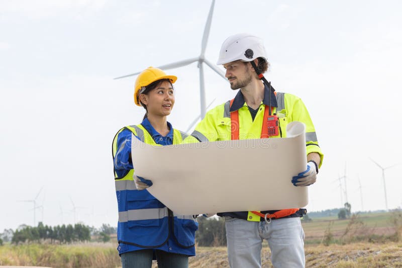 Wind Turbine Technician Checking and Maintenance at Turbine Station ...