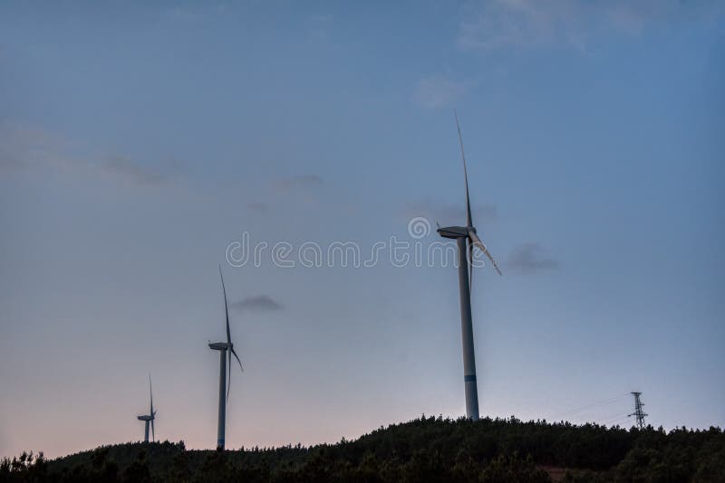 Wind Turbine Tower at the Distance Countryside. Stock Photo - Image of ...