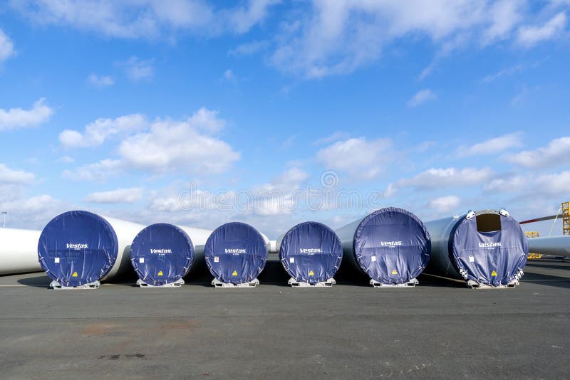 Wind Turbine Tower Elements Editorial Photo - Image of storage, store ...