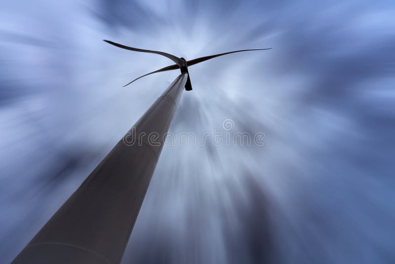 Wind Turbine Tower Reaching Cloudy Sky Stock Photos - Free & Royalty ...
