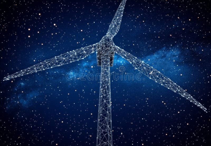 A Wind Turbine Utilizes Digital Network Technology To Generate ...
