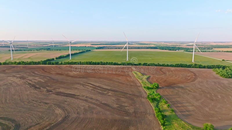 Wind Turbine on the Wide Farm Field Stock Video - Video of cloud, plant ...