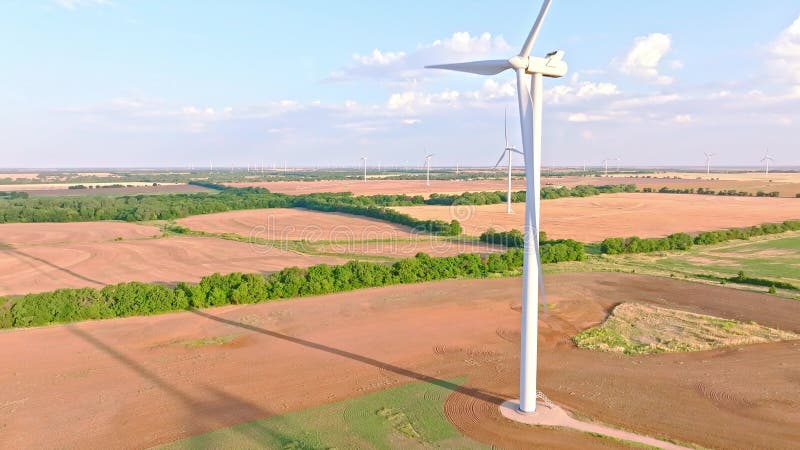 Wind Turbine on the Wide Farm Field Stock Footage - Video of field ...