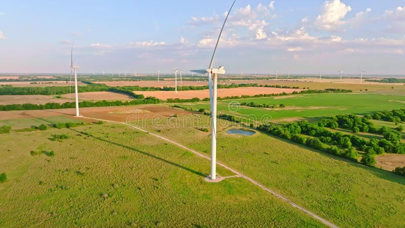 Wind Turbine on the Wide Farm Field Stock Video - Video of turbine ...