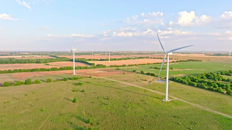 Wind Turbine on the Wide Farm Field Stock Footage - Video of nature ...