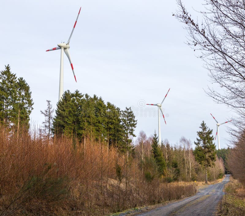 Wind Turbine in a Wind Farm in the Forest Stock Image - Image of ...