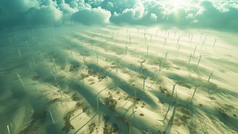 Wind Turbines Across a Vast Desert Landscape Stock Image - Image of ...