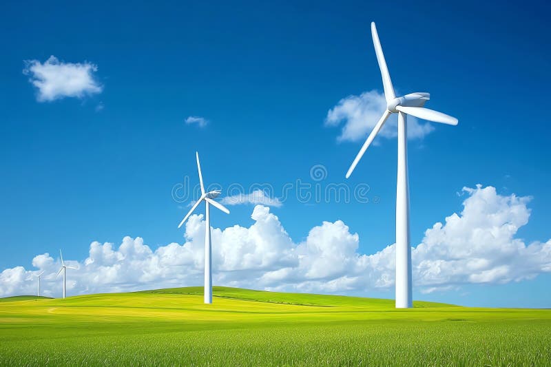 Wind Turbines, AI Generated Stock Illustration - Illustration of ...