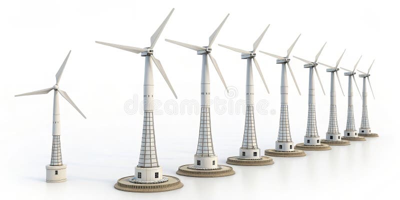 Wind Turbines Array - Clean Energy Concept, Renewable, Windpower Stock ...