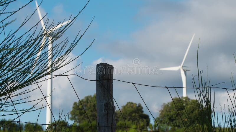 Wind Turbines Behind a Fence Stock Video - Video of industrial, blade ...