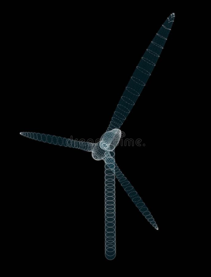 Wind Turbines on Black Background Stock Illustration - Illustration of ...