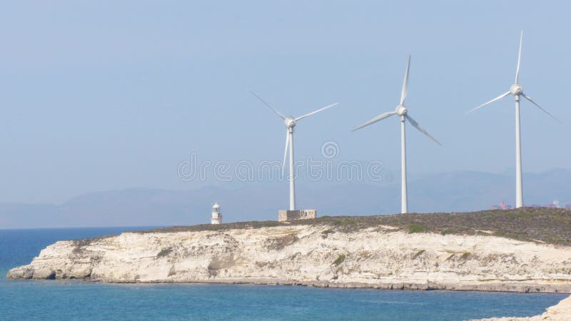 Wind Turbines in Bozcaada, Canakkale, Turkey Stock Photo - Image of ...