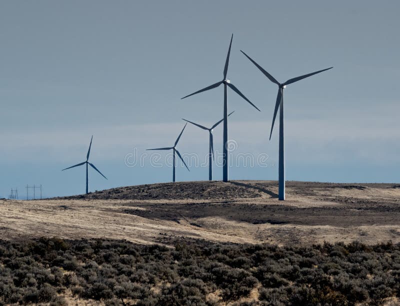 Wind Turbines in Eastern Washington State Stock Photo - Image of ...