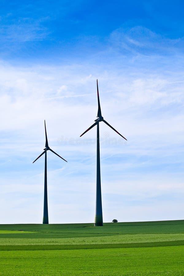 Wind Turbine on Green Field Stock Image - Image of environmental ...