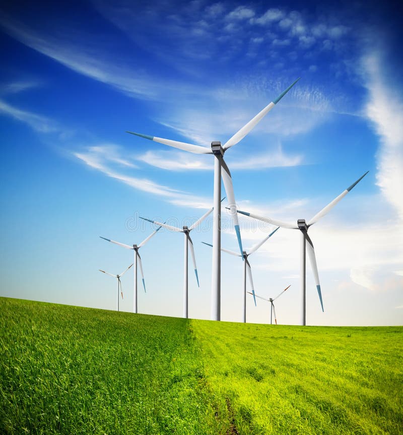Wind turbines farm stock image. Image of nature, turbine - 32910919