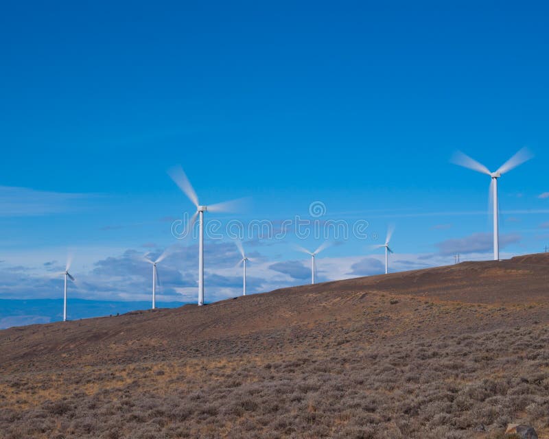 Wind Turbines with Fast Moving Blades Stock Photo - Image of warming ...