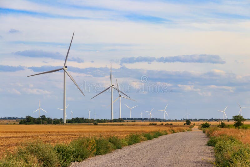 Wind Turbines in Field. Renewable Energy Stock Image - Image of ...