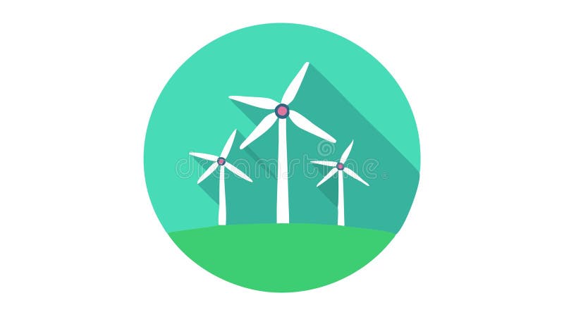 Wind Turbines Flat Icon 1, Symbolizing Wind Energy and Renewable Power, Vector Design Generative ...