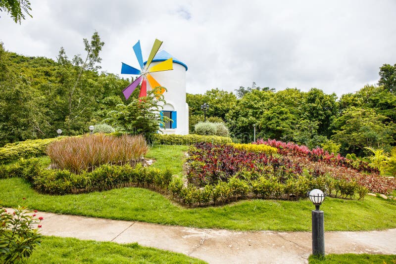 Wind Turbines in the Garden Stock Photo - Image of beautiful, wind ...