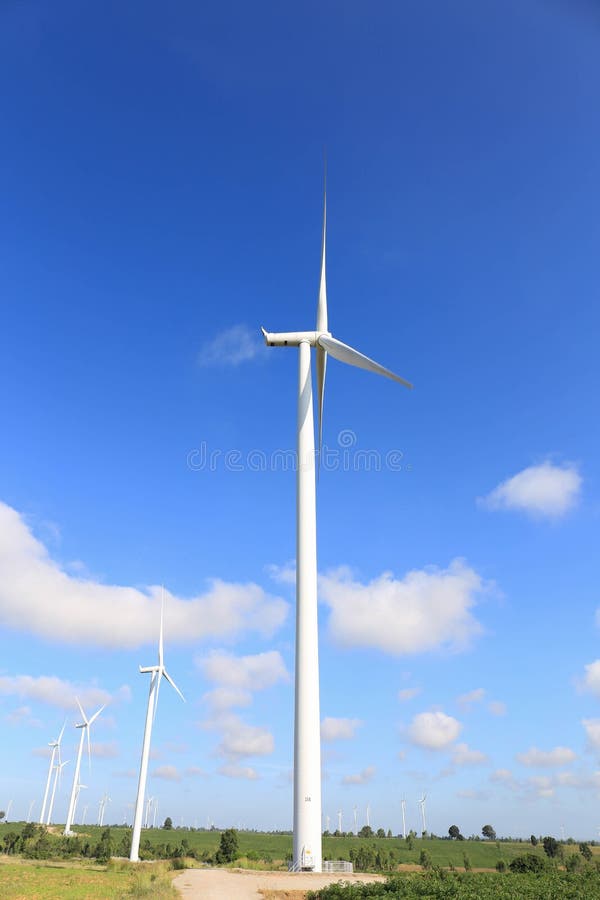 Wind Turbines Generating Electricity with Blue Sky Stock Image - Image ...