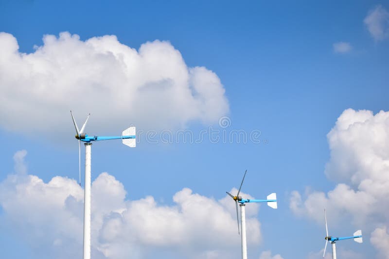 Wind Turbines Generating Electricity with Blue Sky Stock Photo - Image ...