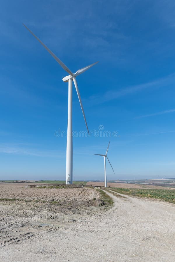 Wind Turbines Generating Electricity with Blue Sky Energy Conservation ...