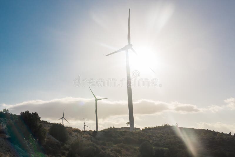 Wind Turbines Generating Electricity - Energy Conservation Concept ...