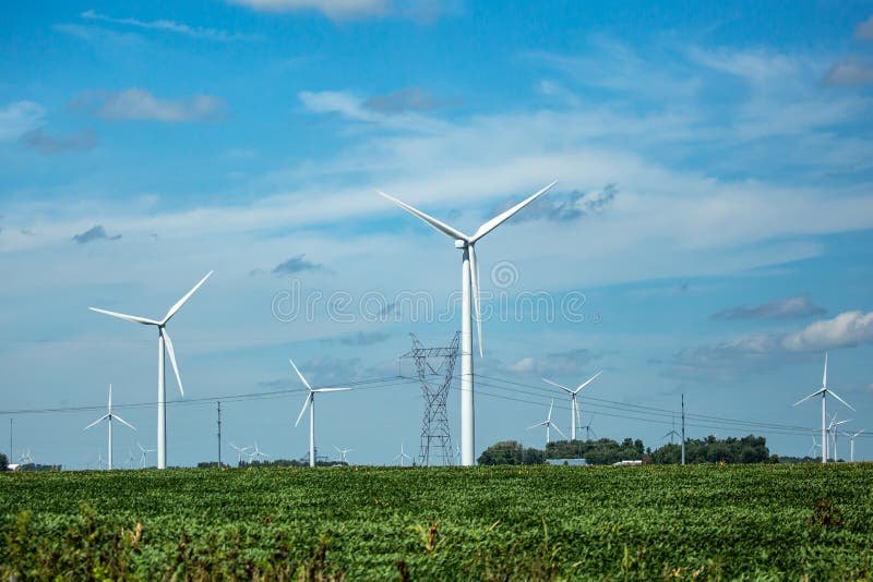 Wind Turbines Generating Power in the Midwest United States Stock Image ...