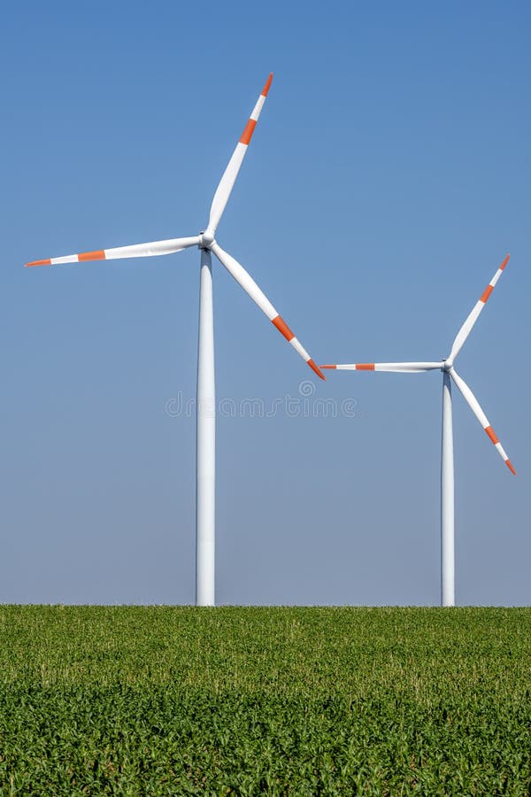 Wind Turbines in a Grainfield Stock Image - Image of innovative ...
