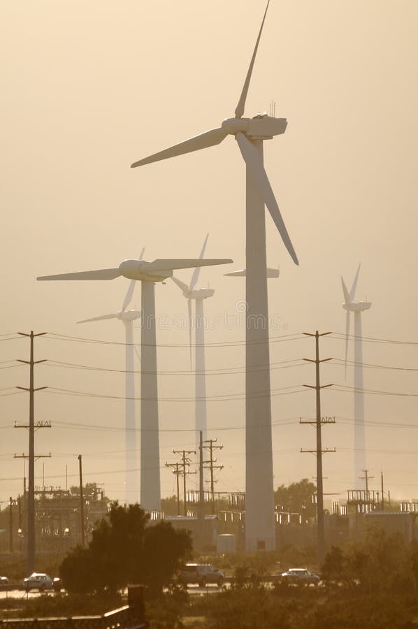 Wind Turbines in the Hazy Atmosphere Stock Image - Image of generation ...
