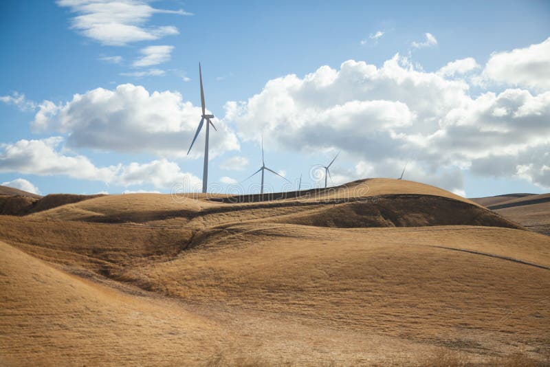 Wind turbines on the hill stock image. Image of landscape - 85949233
